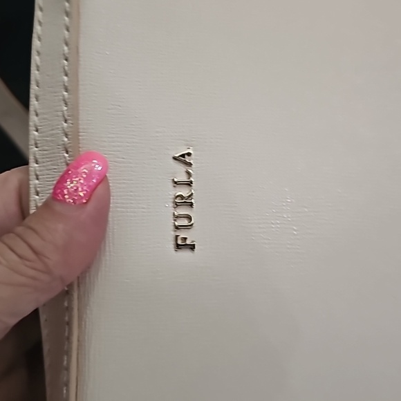 Furla | Bags | Furla Double Zip Crossbody Bag Purse Cream Leather ...